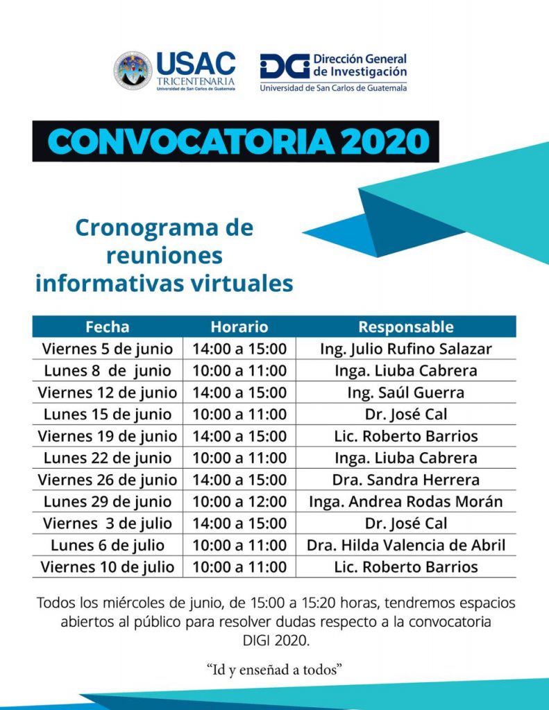 Primera reunión informativa para presentar propuestas de investigación – Convocatoria DIGI 2020 ...