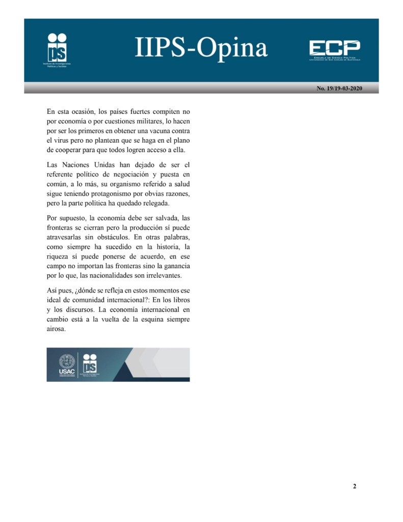 IIPS Opina No. 19-2020: Comunidad internacional ¿Cuál? – Instituto de Investigaciones Políticas ...